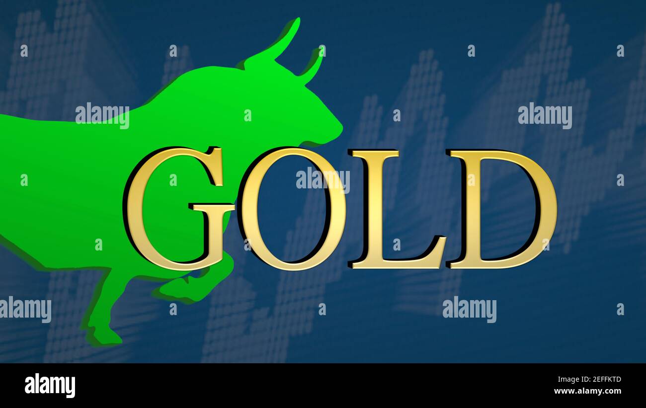 The price of the commodity gold is bullish. The green bull and an ...