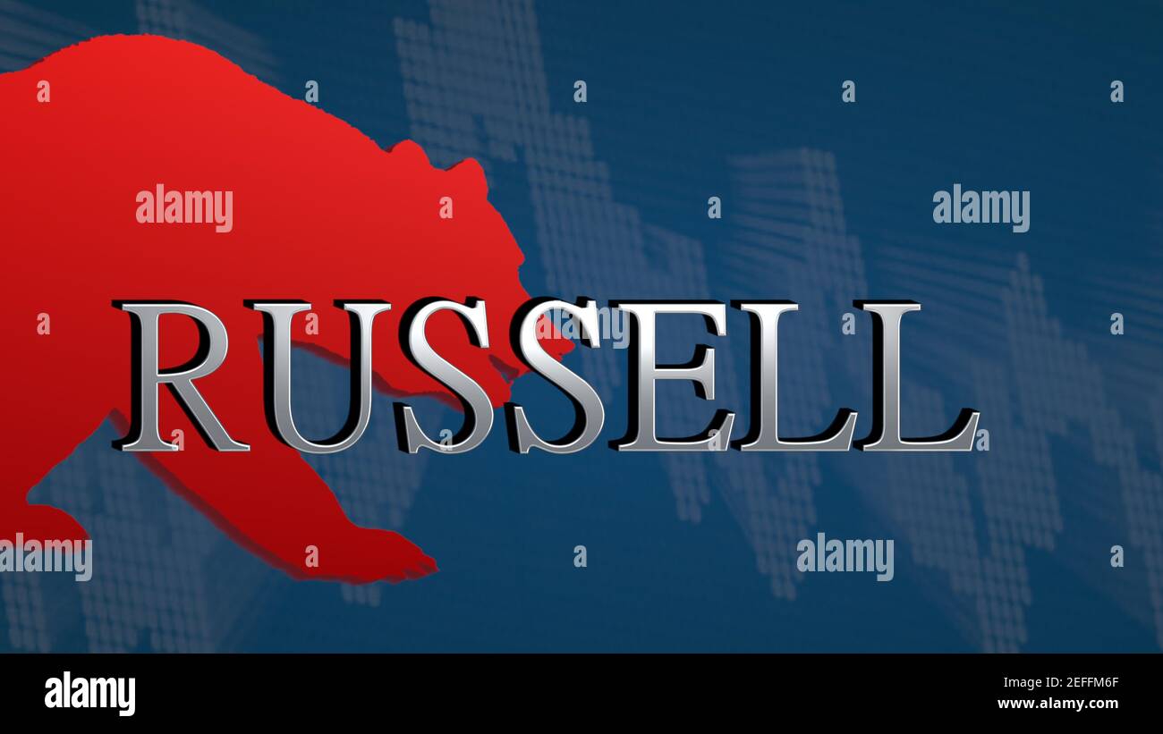The Russell US stock market index is bearish. The red bear and a ...