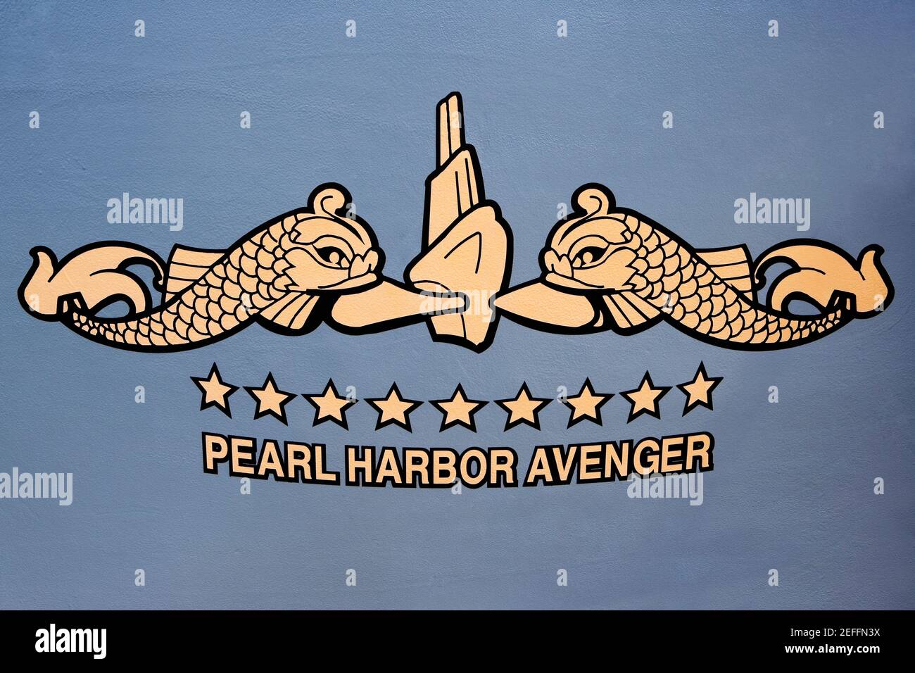 Close-up of a symbol on a warship, USS Bowfin, Pearl Harbor, Honolulu ...