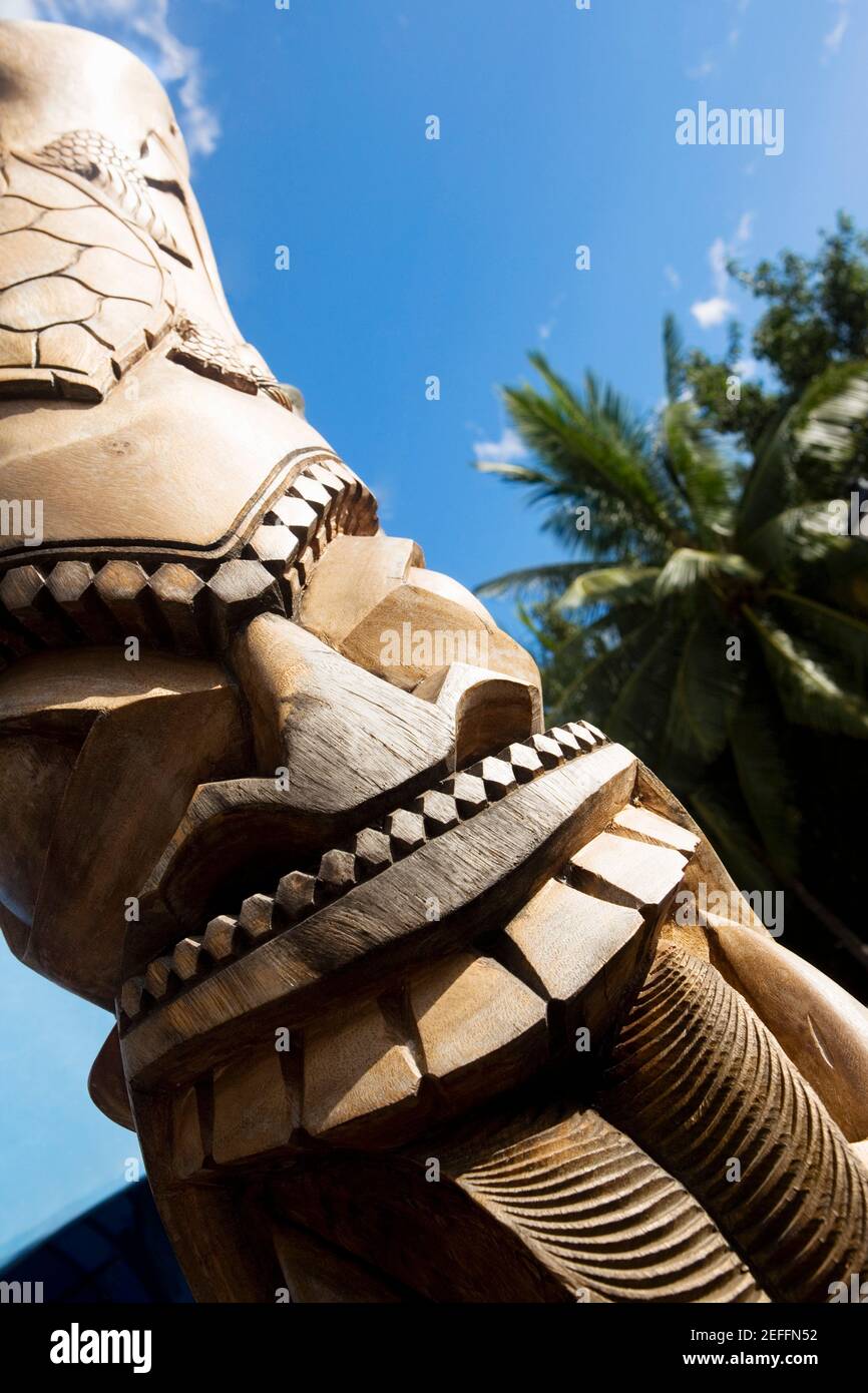 Close-up of tiki torch God statues, Lahaina, Maui, Hawaii Islands, USA ...