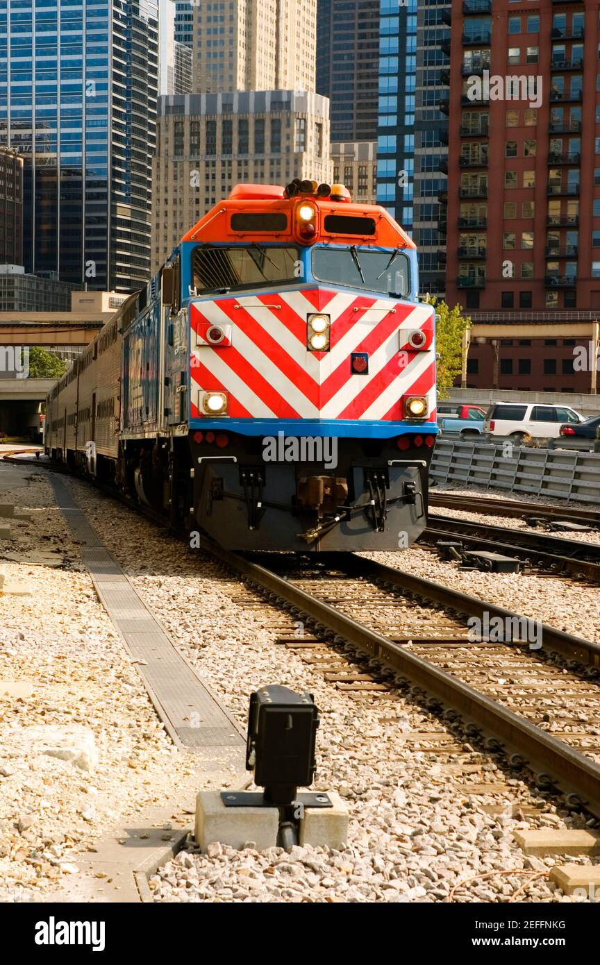 Train on a railroad track, Chicago, Illinois, USA Stock Photo - Alamy