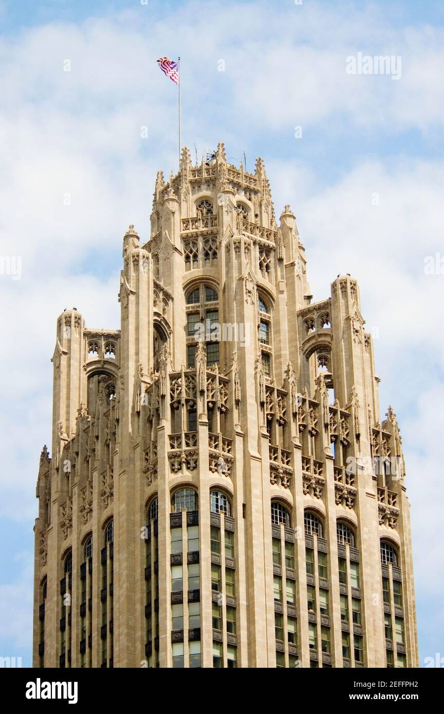 Low angle view of a tower, Chicago Tribune Tower, Chicago, Illinois ...