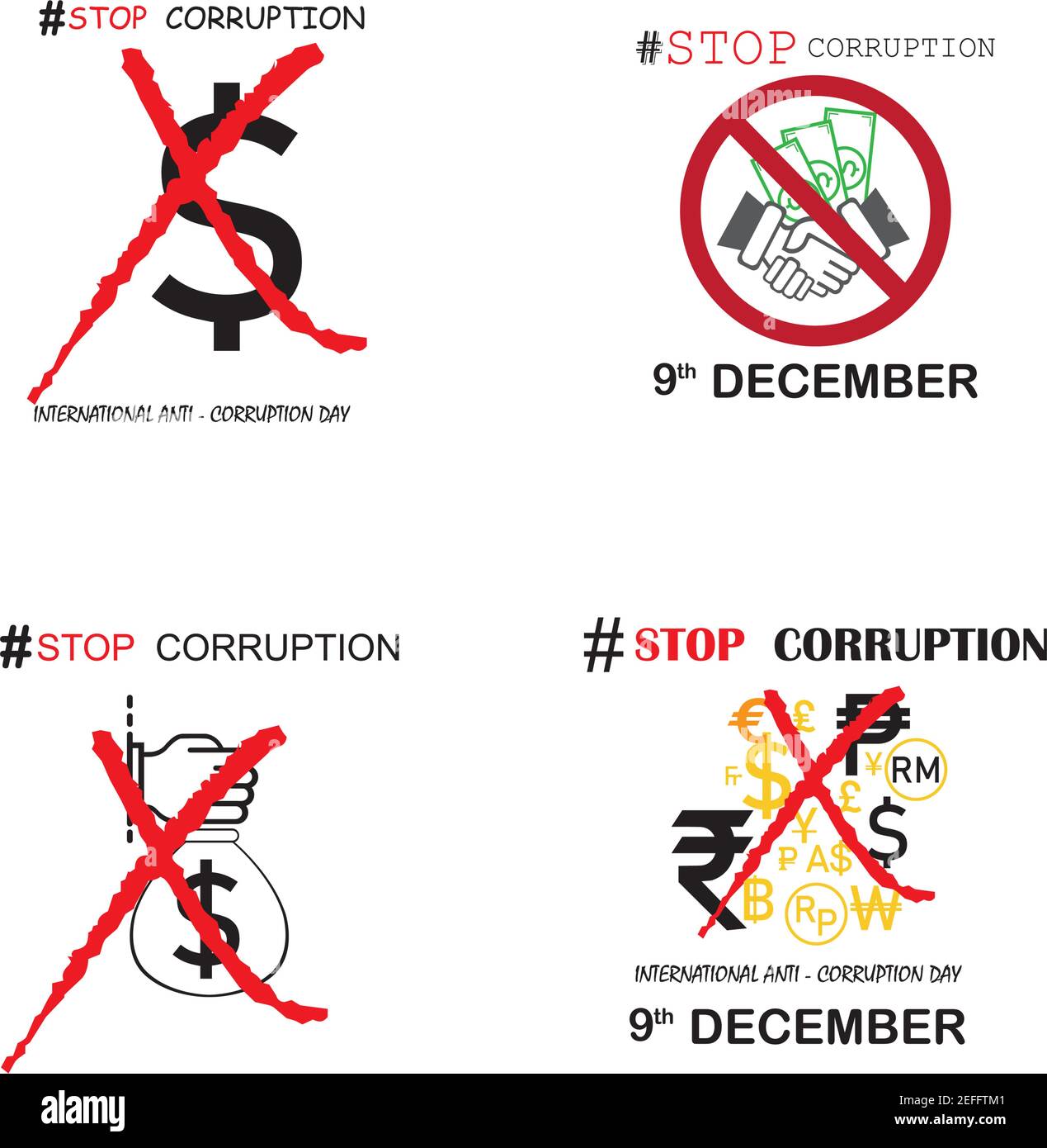 Stop Corruption and International Anti-Corruption Day Stock Vector ...