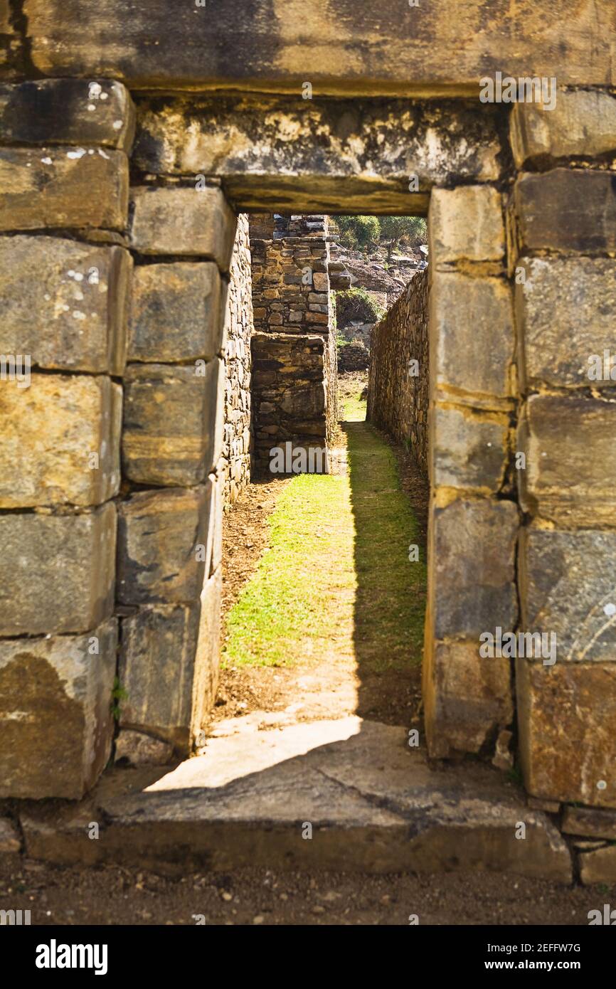 Entrance of a building, Choquequirao, Inca, Cusco Region, Peru Stock ...