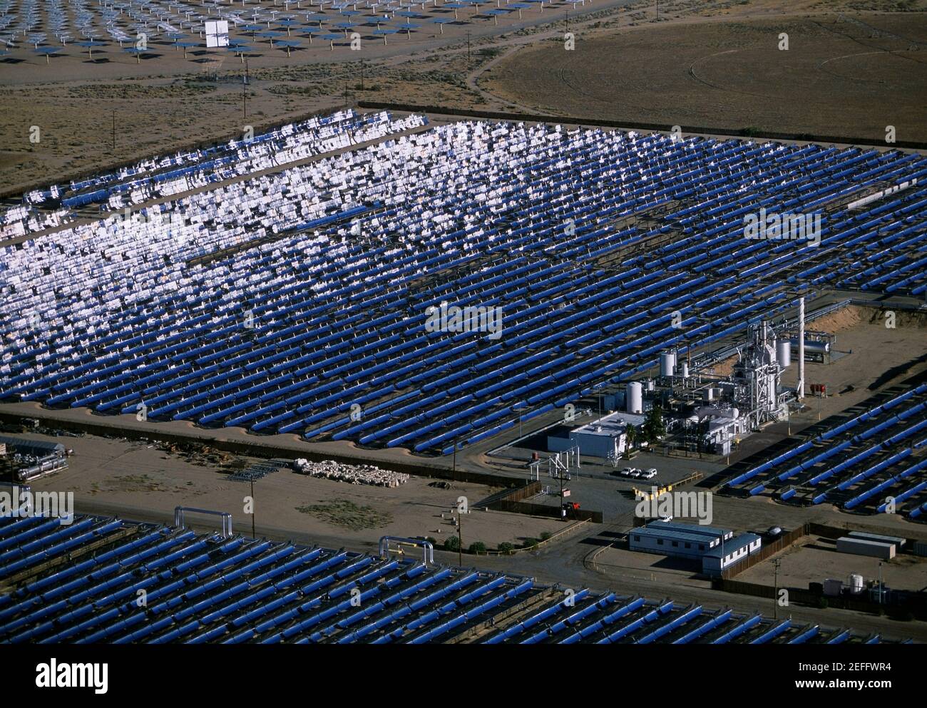 Solar power via parabolic trough mirrors, Daggett, California Stock ...