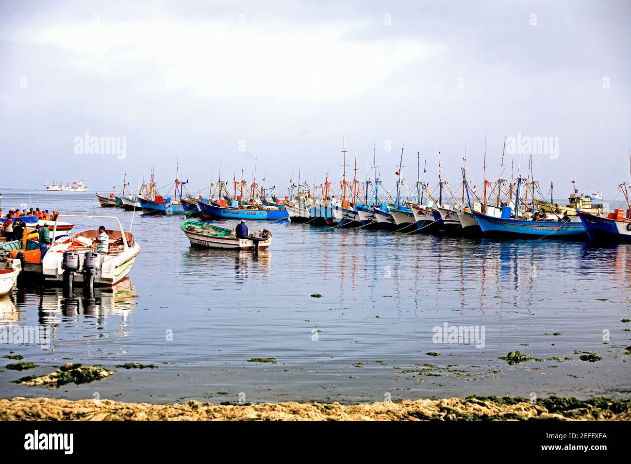 Fishing boats docked at a commercial dock, Chaco, Peru Stock Photo - Alamy