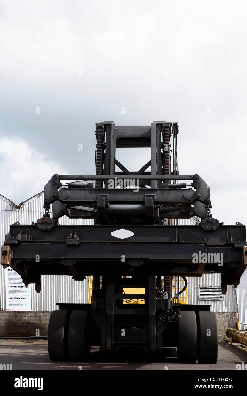 Low angle view of a forklift at a commercial dock Stock Photo - Alamy
