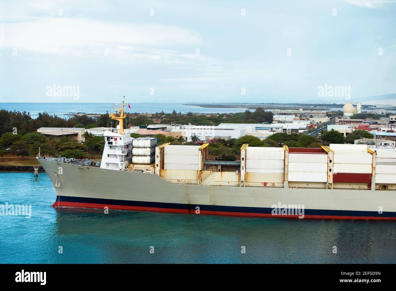 Cargo container at a harbor, Honolulu Harbor, Honolulu, Oahu, Hawaii ...