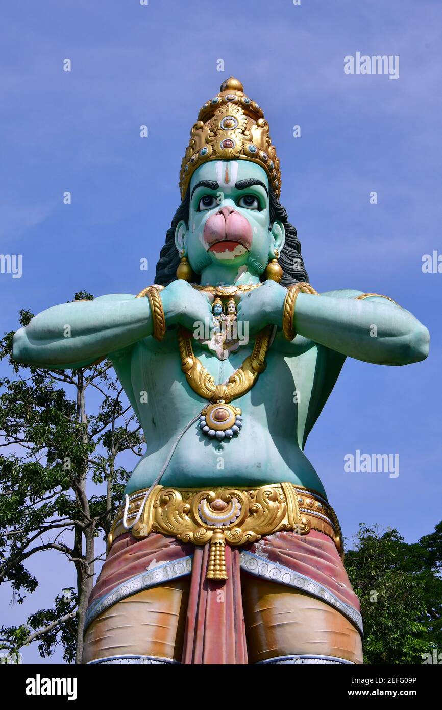 Hanuman, Hindu god (Monkey God) Statue at Batu Caves, Kuala Lumpur ...