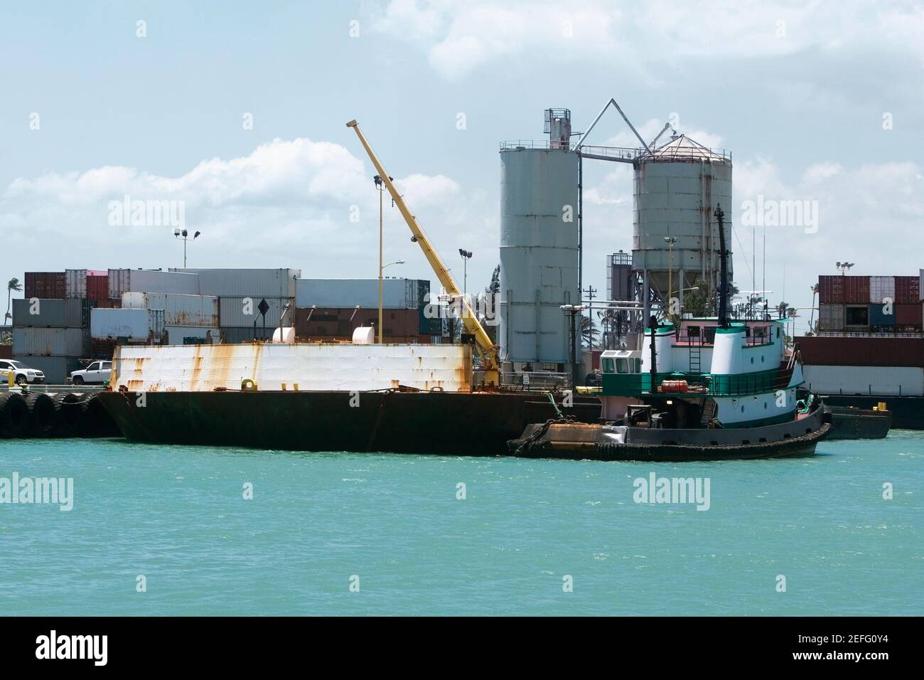 Cargo containers at a commercial dock Stock Photo - Alamy