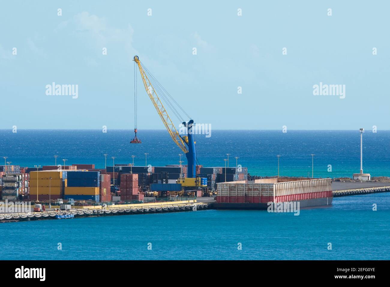 Cargo containers at a commercial dock, Honolulu, Oahu, Hawaii Islands ...