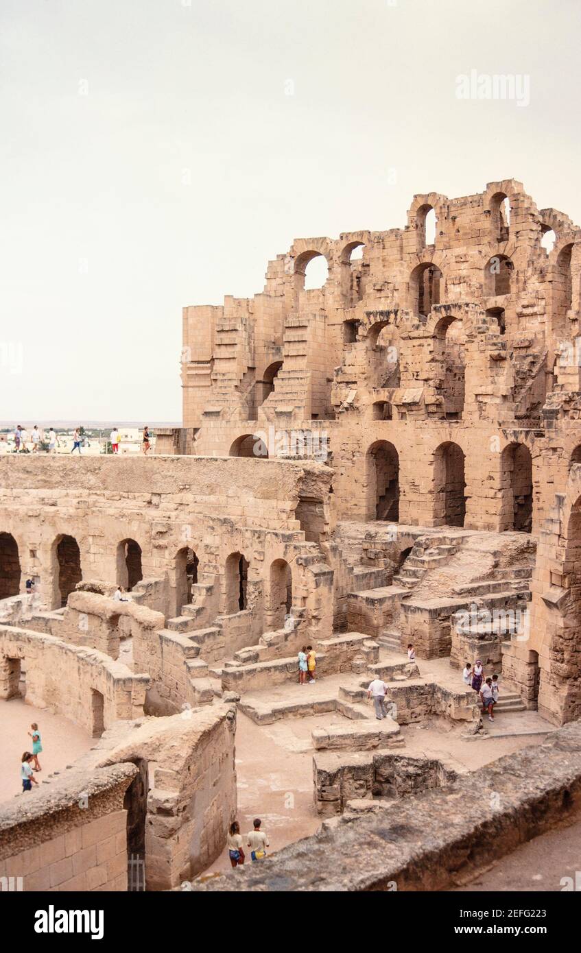 1988 Tunisia El Jem Roman amphitheater, the third largest in the world ...