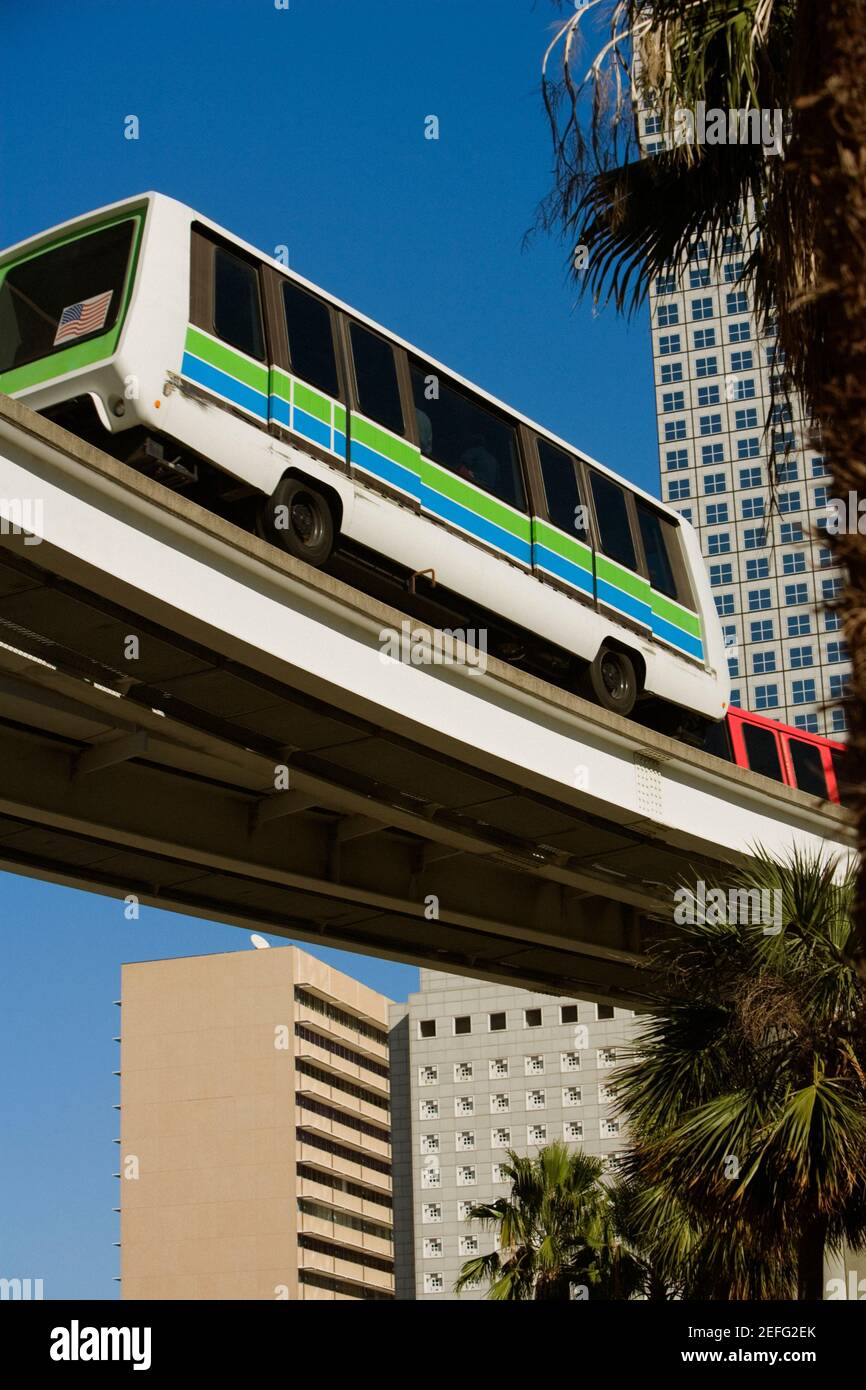 Low angle view of a bus moving on an overpass, Miami, Florida, USA ...