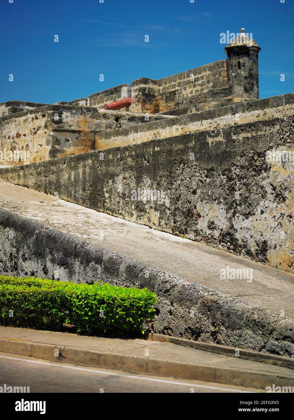 Low angle view of a castle, Castillo de San Felipe, Cartagena, Colombia ...