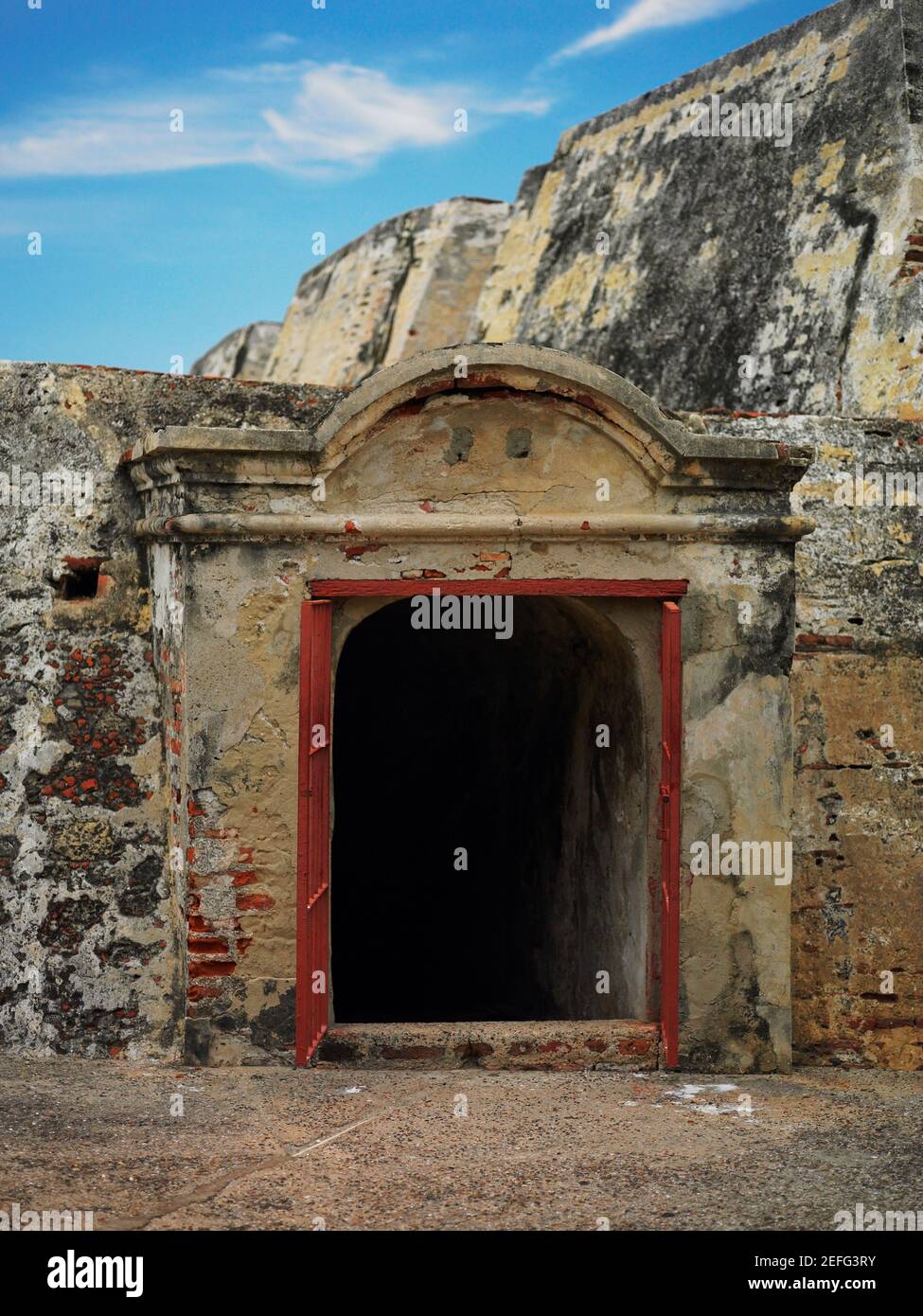 Prison cell in a castle, Castillo de San Felipe, Cartagena, Colombia ...