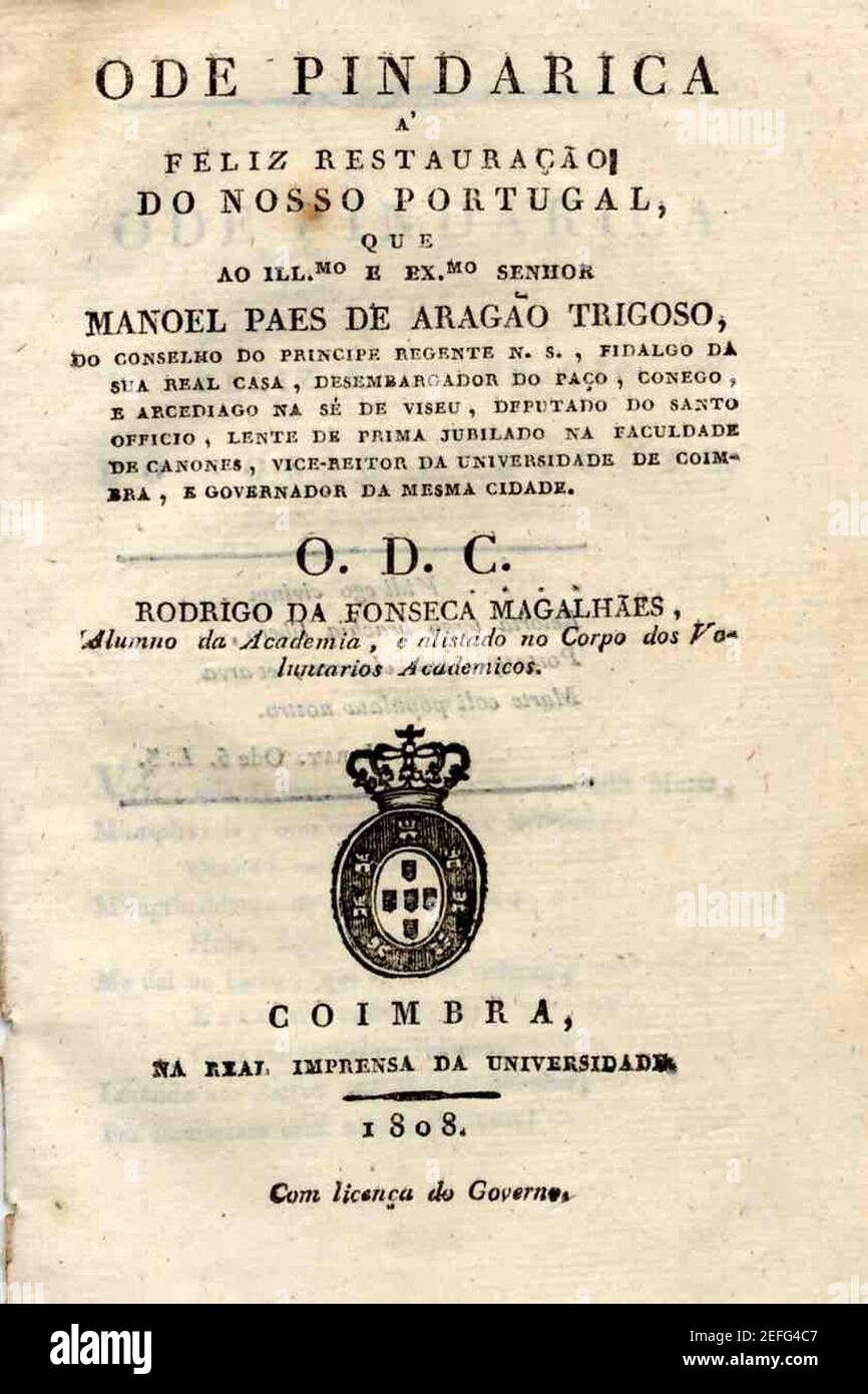 Ode pindarica, 1808, capa Stock Photo - Alamy