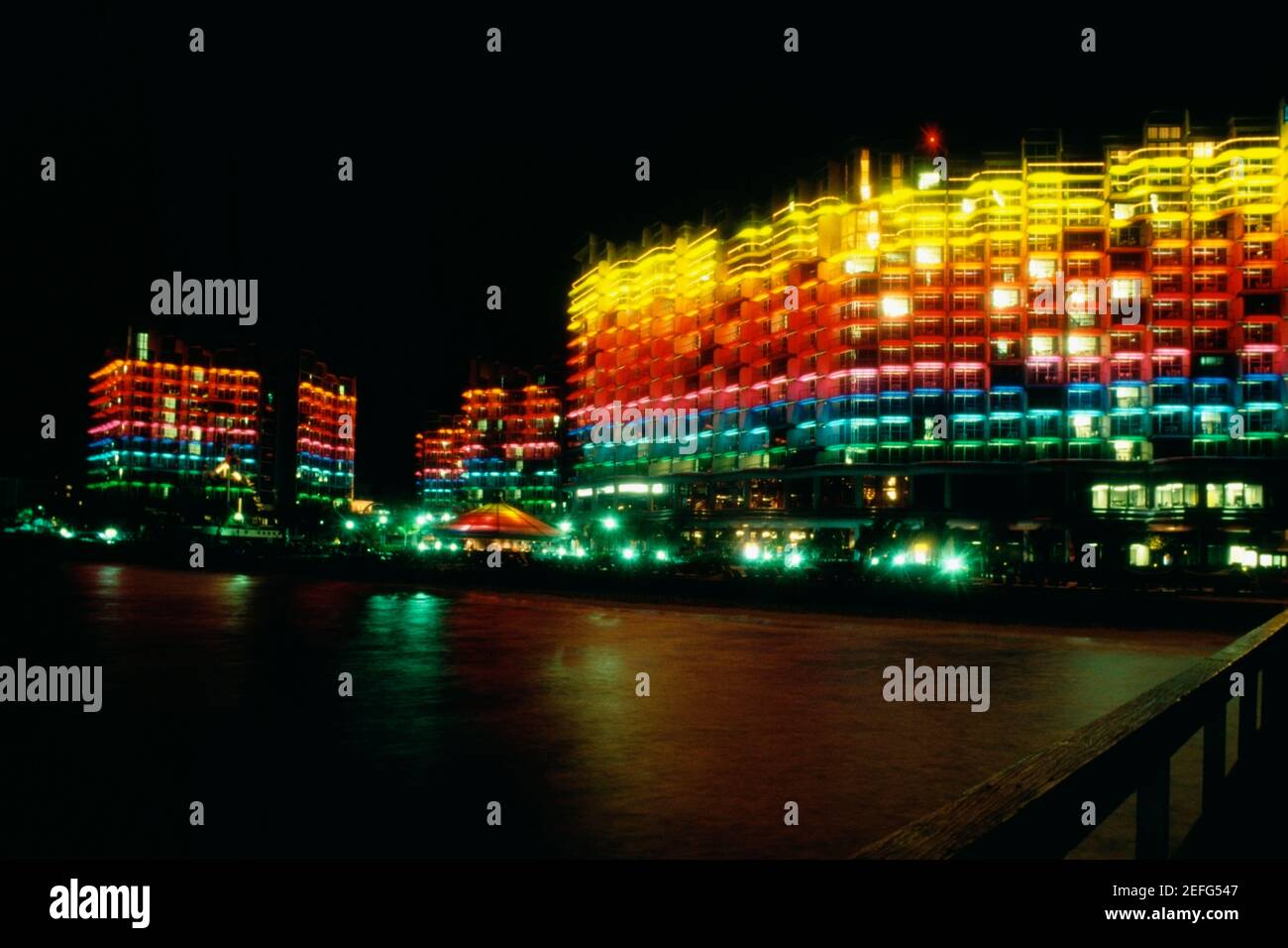 Spectacular view of Crystal Palace Hotel at night, Nassau, Bahamas ...