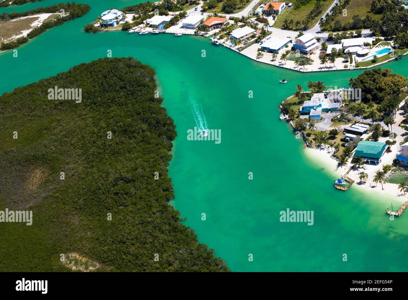 Aerial view of a city by the sea, Florida Keys, Florida, USA Stock ...