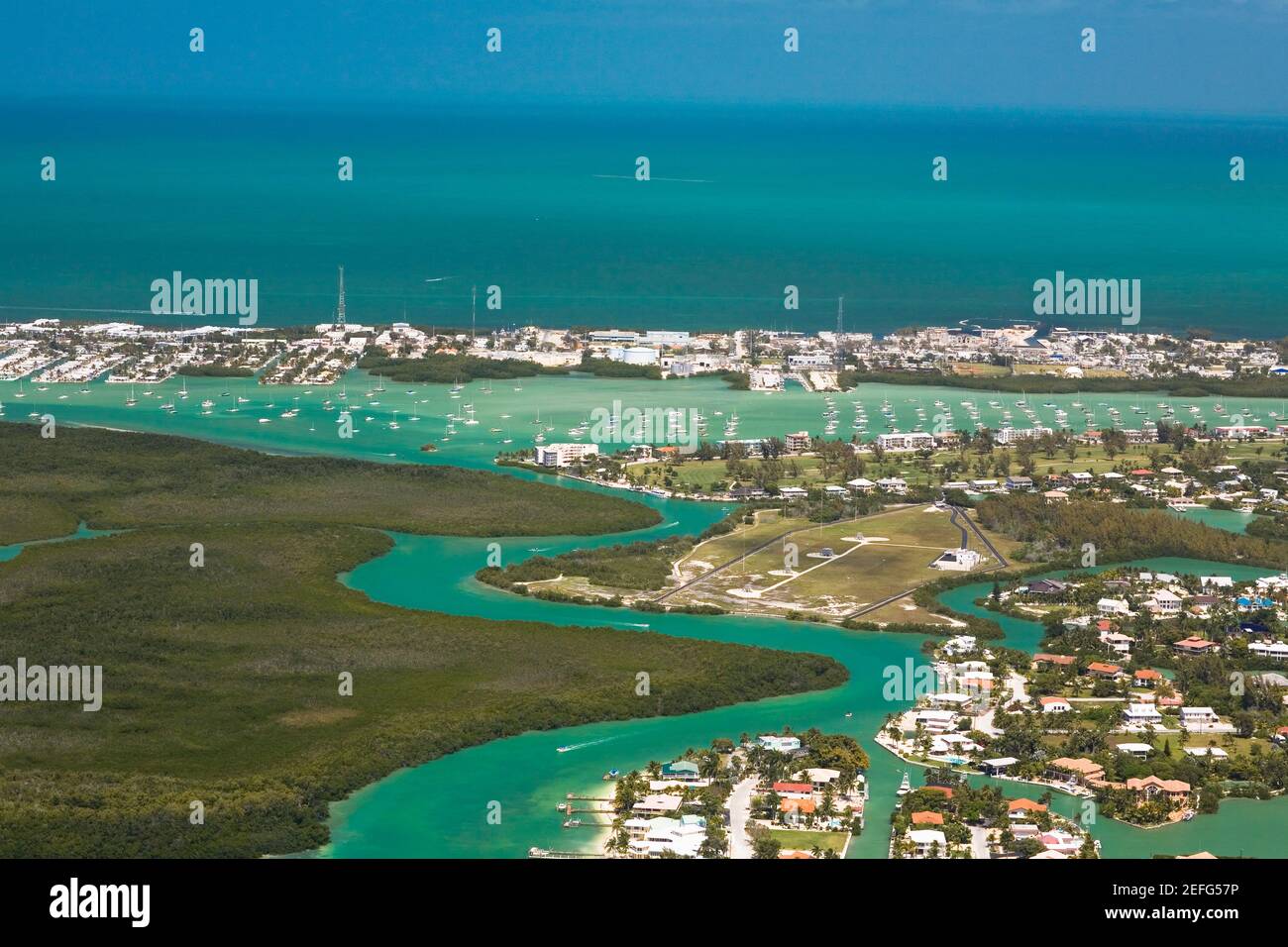 Aerial view of a city by the sea, Florida Keys, Florida, USA Stock ...
