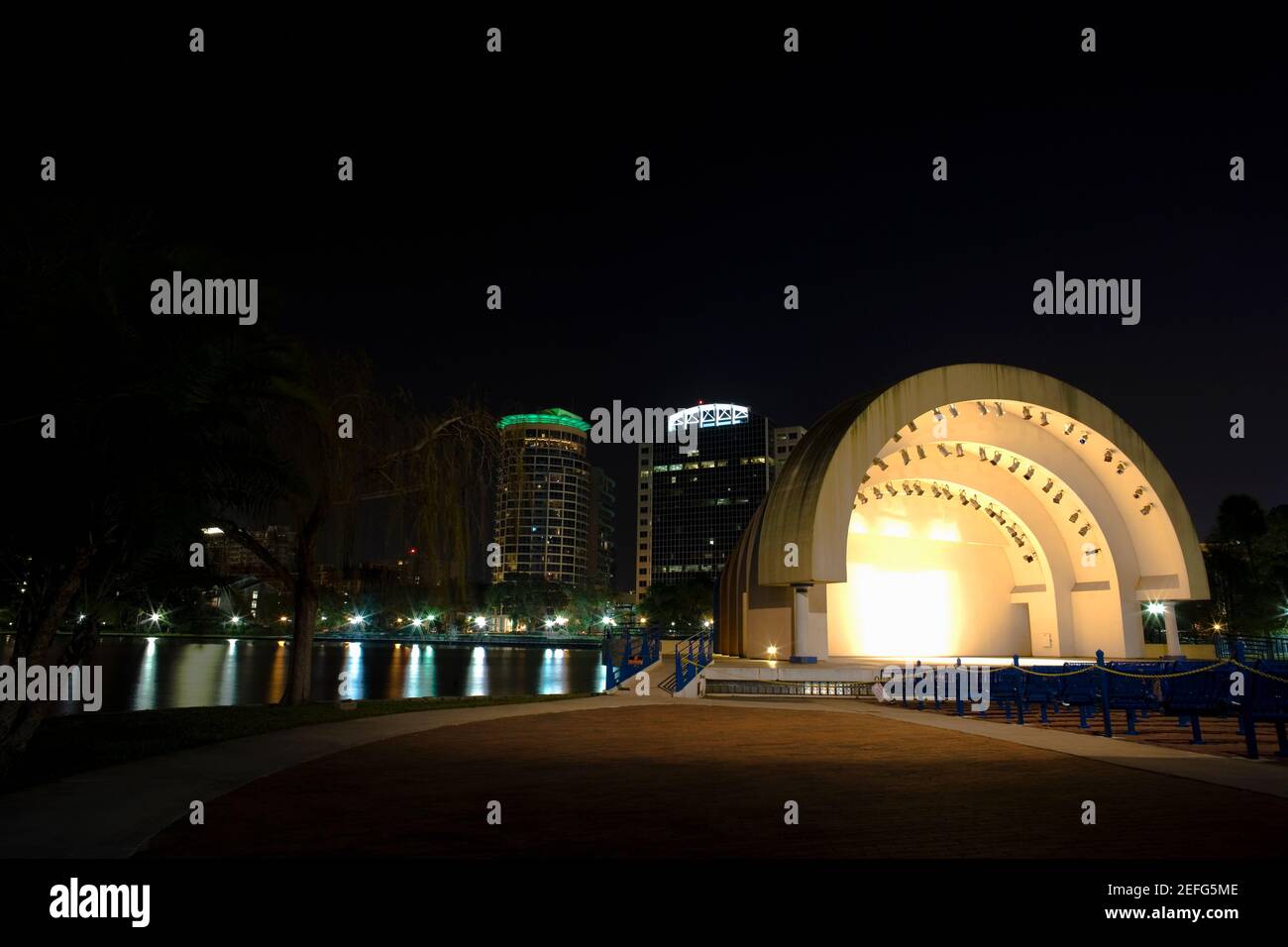 Building lit up at night, Orlando, Florida, USA Stock Photo - Alamy