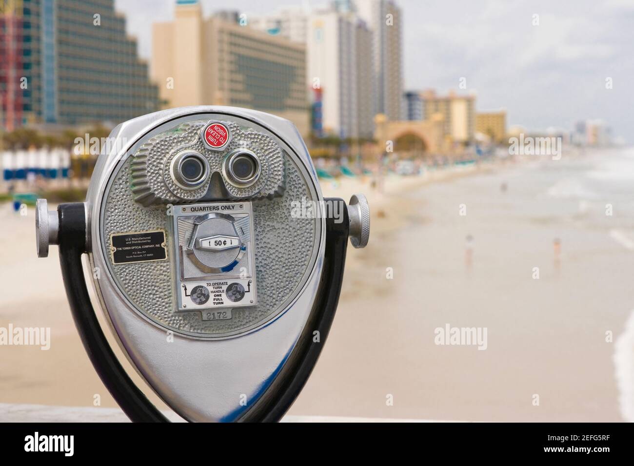 Close-up of coin operated binoculars, Daytona Beach, Florida, USA Stock ...