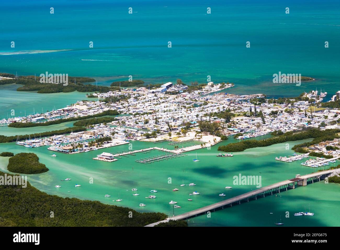 Aerial view of a city by the sea, Florida Keys, Florida, USA Stock ...