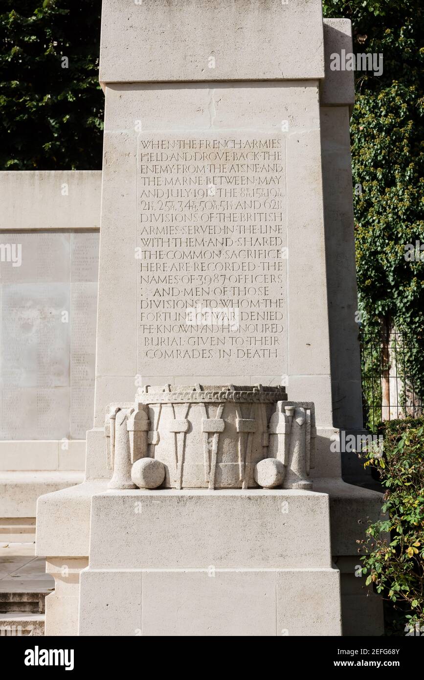 Le monument des Anglais à Soissons Stock Photo - Alamy
