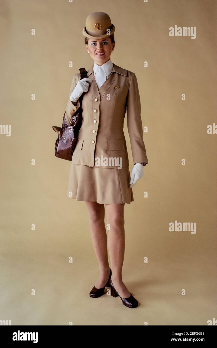 Air Hostess from Pan Am airline 1972 Studio portrait of Air Hostess ...