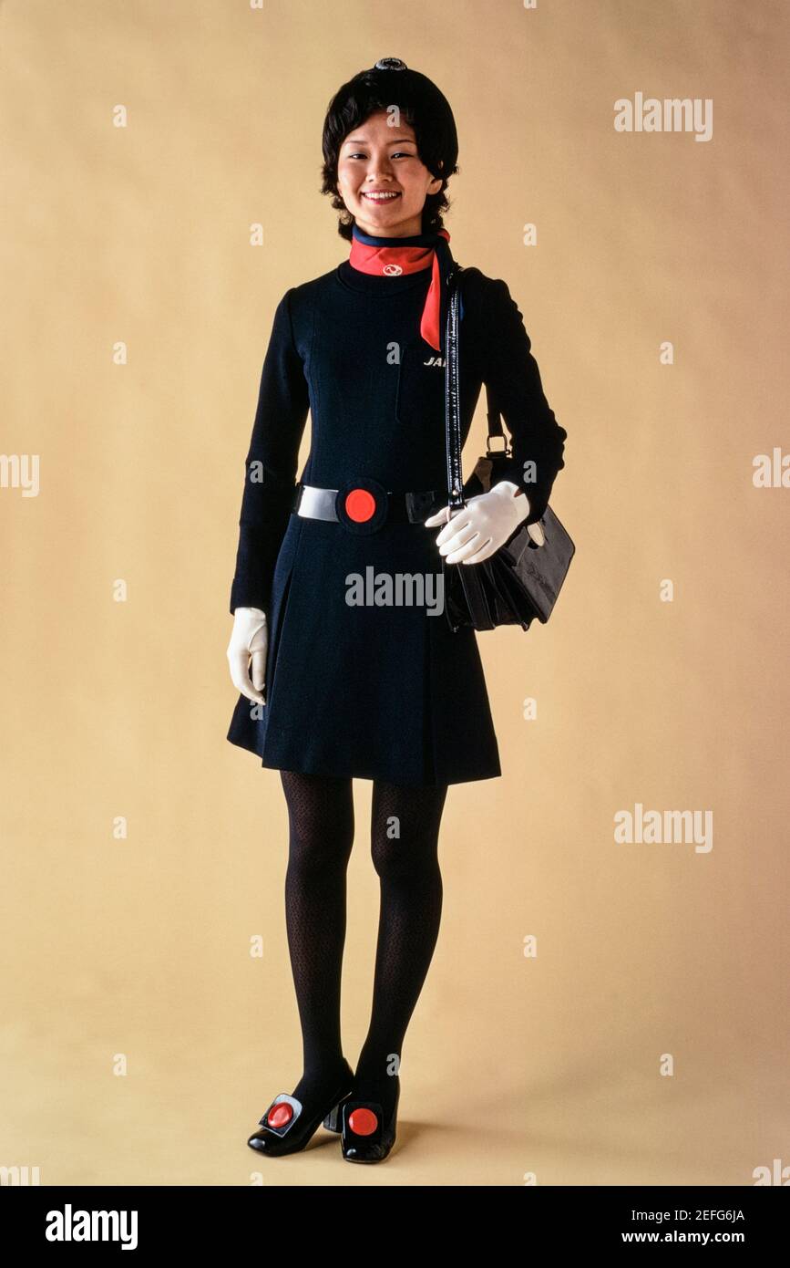 Air Hostess from Japan Airlines JAL 1972 Studio portrait of Air Hostess ...