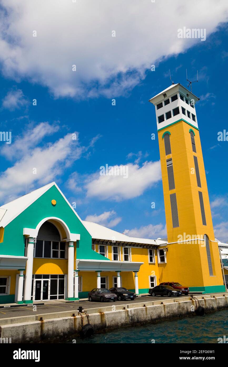 Facade of a building, Harbor Control Tower, Nassau, Bahamas Stock Photo ...