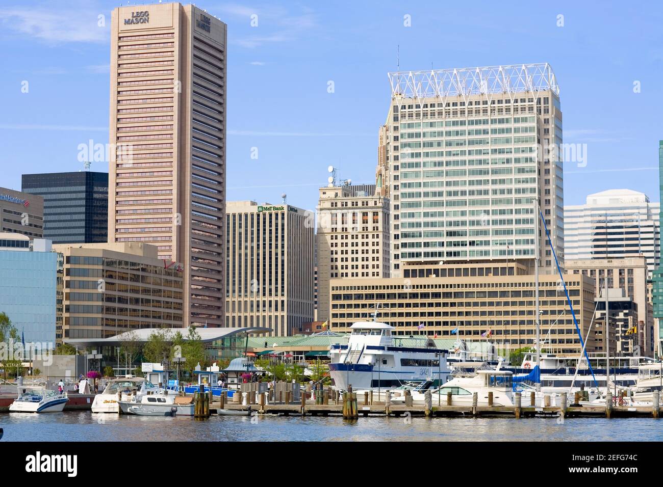 Boats moored at a harbor, Inner Harbor, Baltimore, Maryland, USA Stock ...