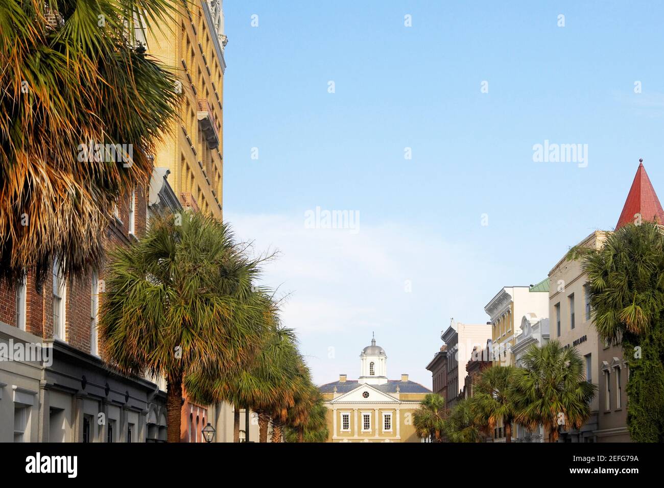 Low angle view of buildings in a city, Old Exchange Building ...