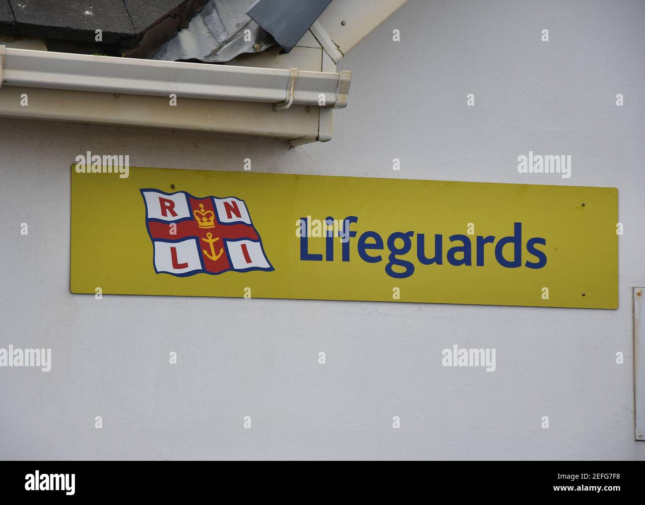 Lifeguards Sign at Westward Ho! Seafront Stock Photo - Alamy