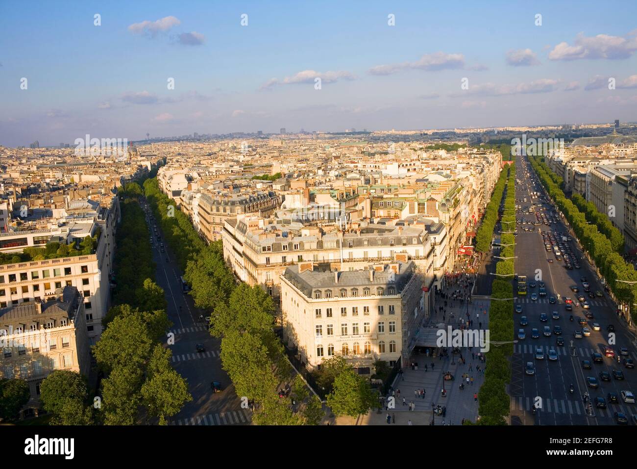 Aerial view of a cityscape, Avenue Des Champs-Elysees, Paris, France ...