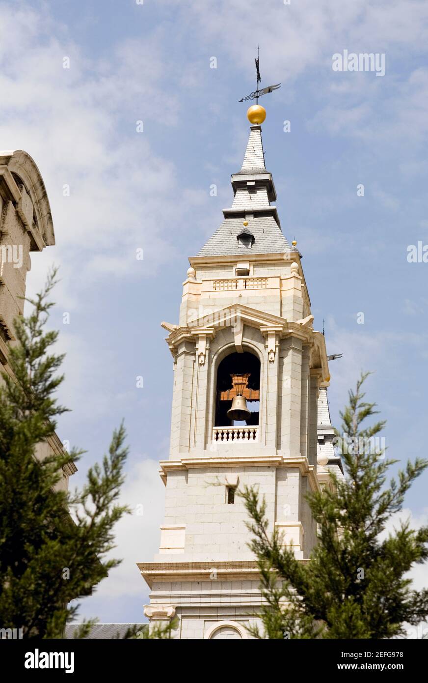 Low angle view of a bell tower, Madrid, Spain Stock Photo - Alamy