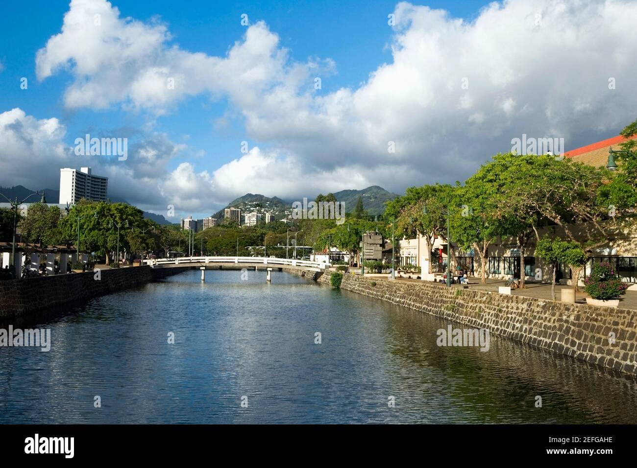 Bridge across a river, Honolulu, Oahu, Hawaii Islands, USA Stock Photo ...