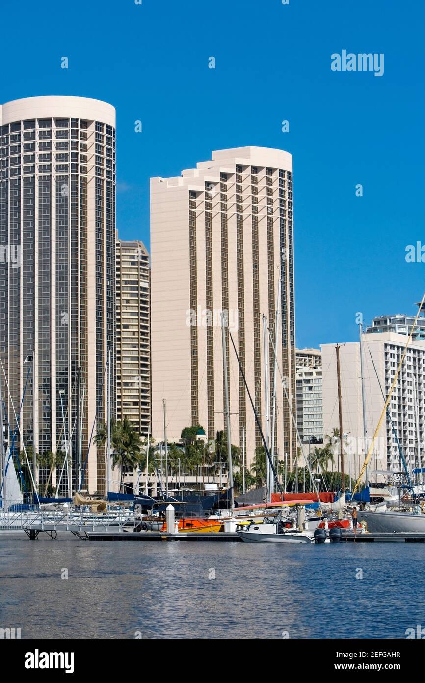 Skyscrapers at the waterfront, Honolulu, Oahu, Hawaii Islands, USA ...