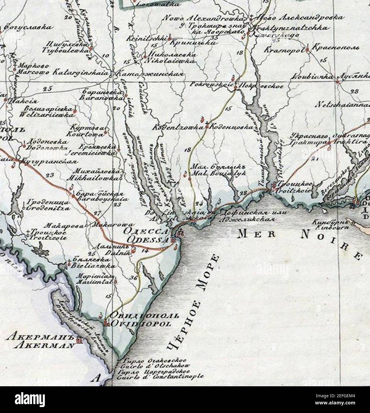 Odessa region old map 01 Stock Photo - Alamy