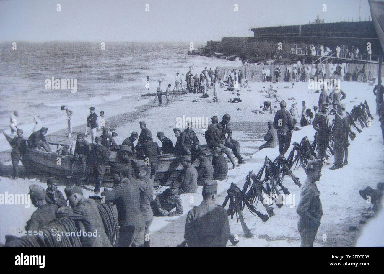 Odessa WWI Austrian occupation forces bathing at Black Sea Stock Photo ...