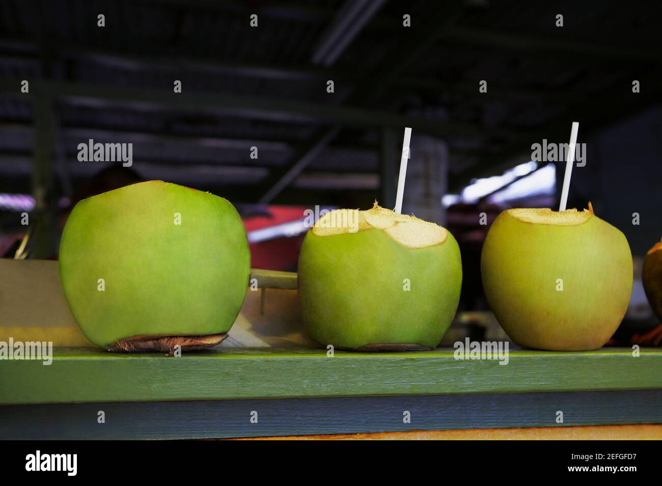 Straw in coconut hi-res stock photography and images - Alamy