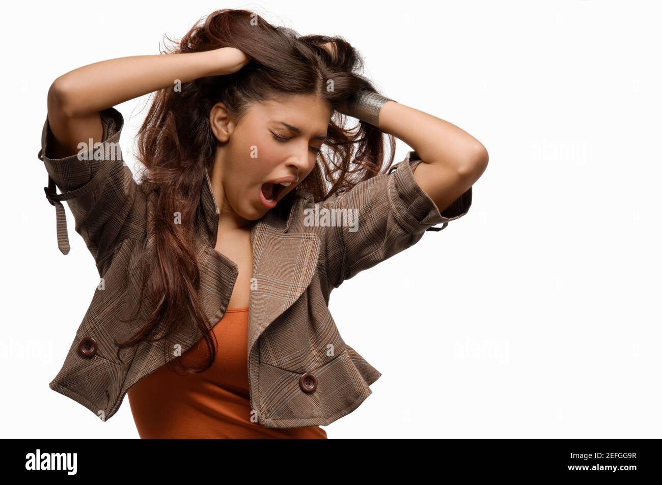 Close up woman yawning hi-res stock photography and images - Alamy