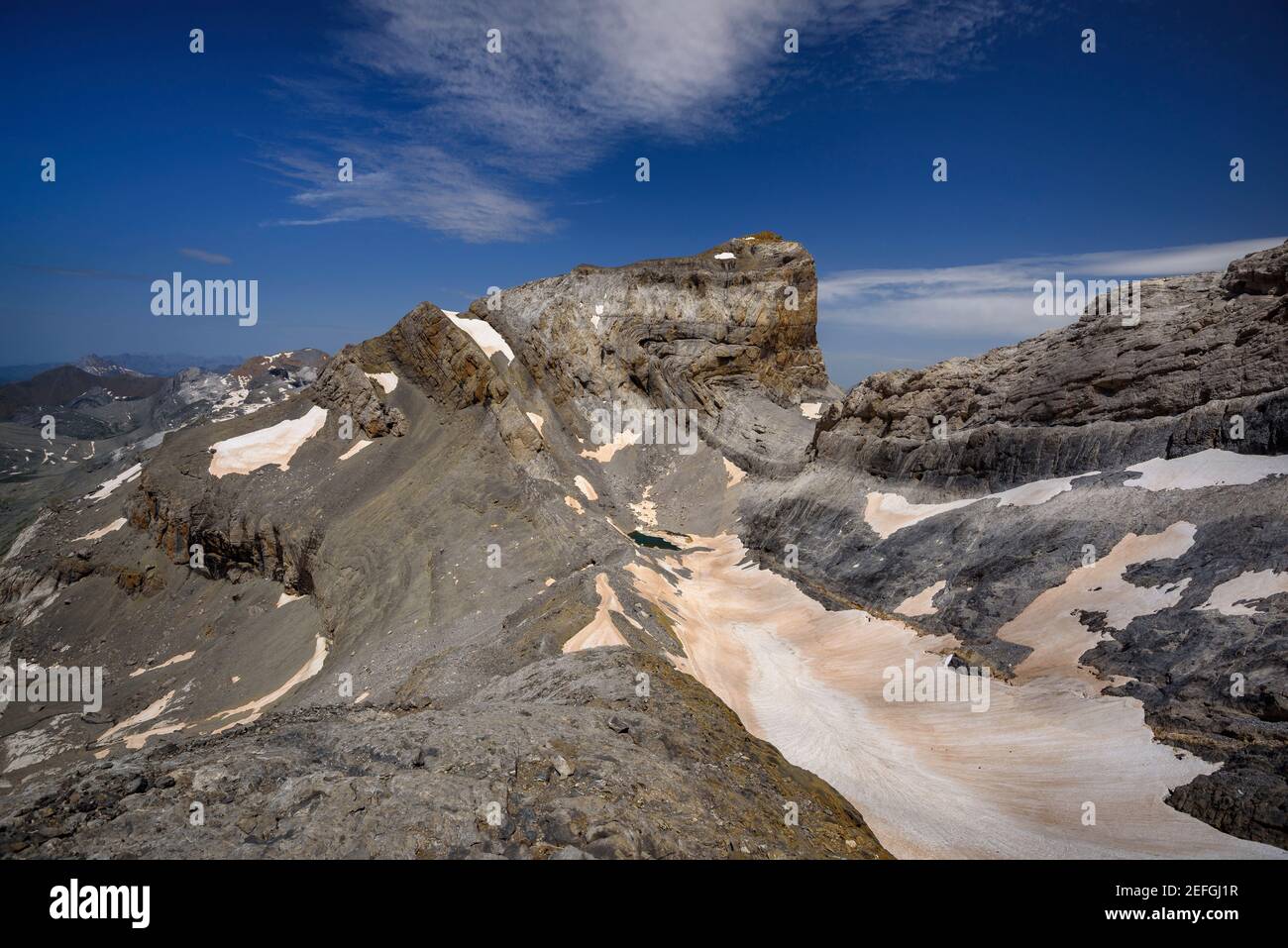 Cilindro de Marboré peak viewed from the route to Monte Perdido summit ...