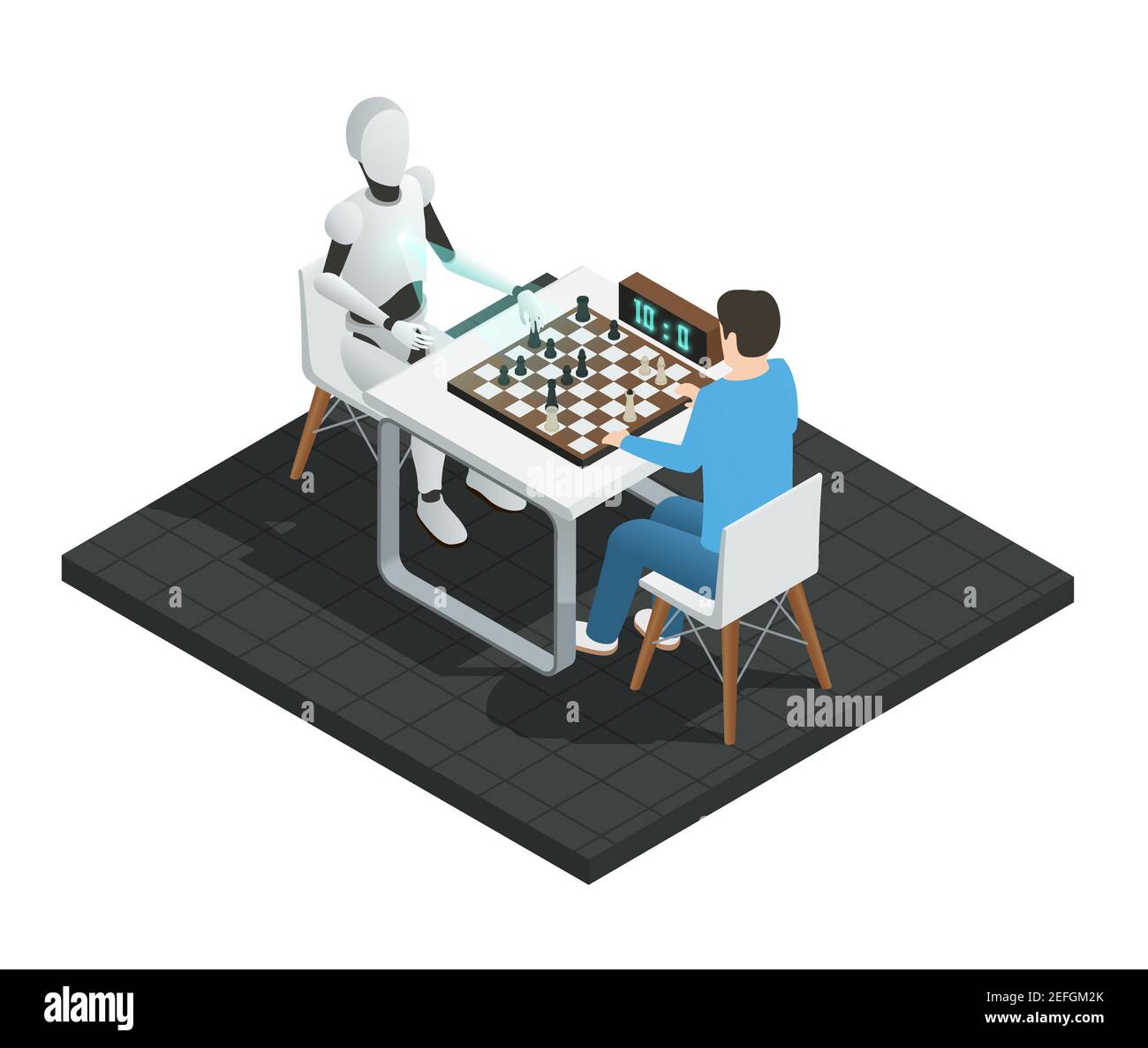 Colored realistic artificial intelligence isometric composition robot ...