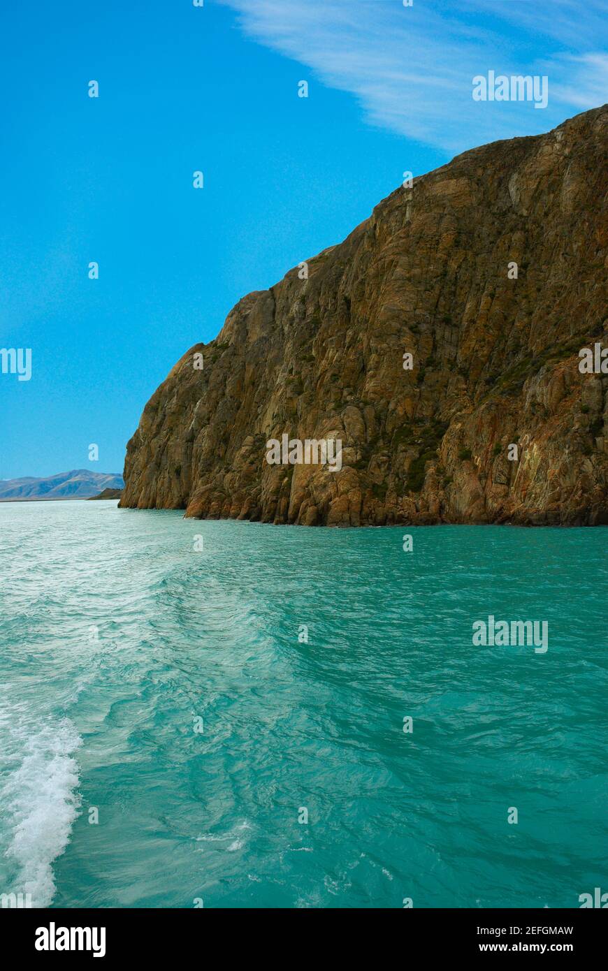 Cliff at a lakeside, Lake Argentino, Patagonia, Argentina Stock Photo ...