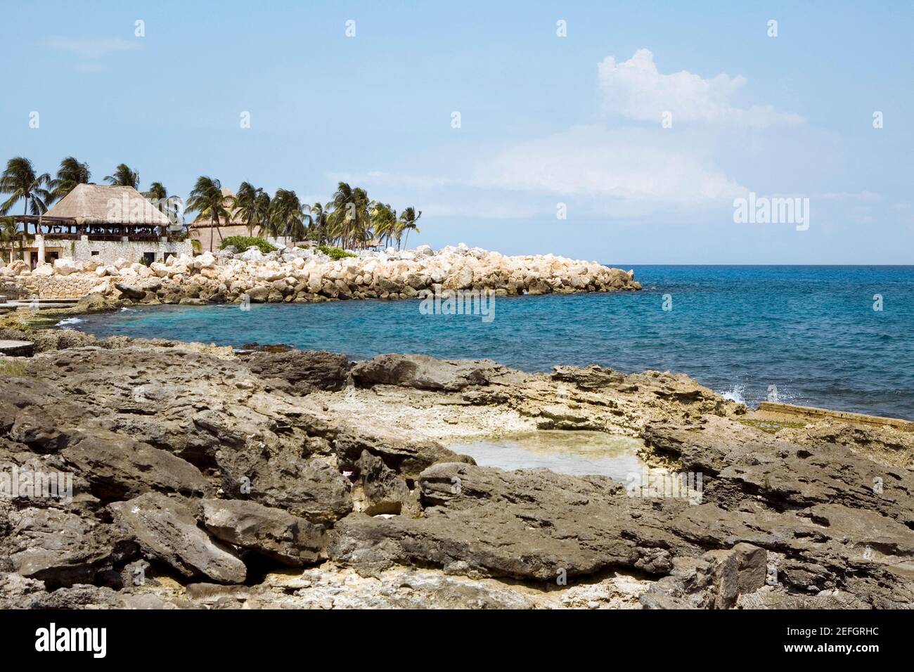 Rocks on the coast, Cancun, Mexico Stock Photo - Alamy