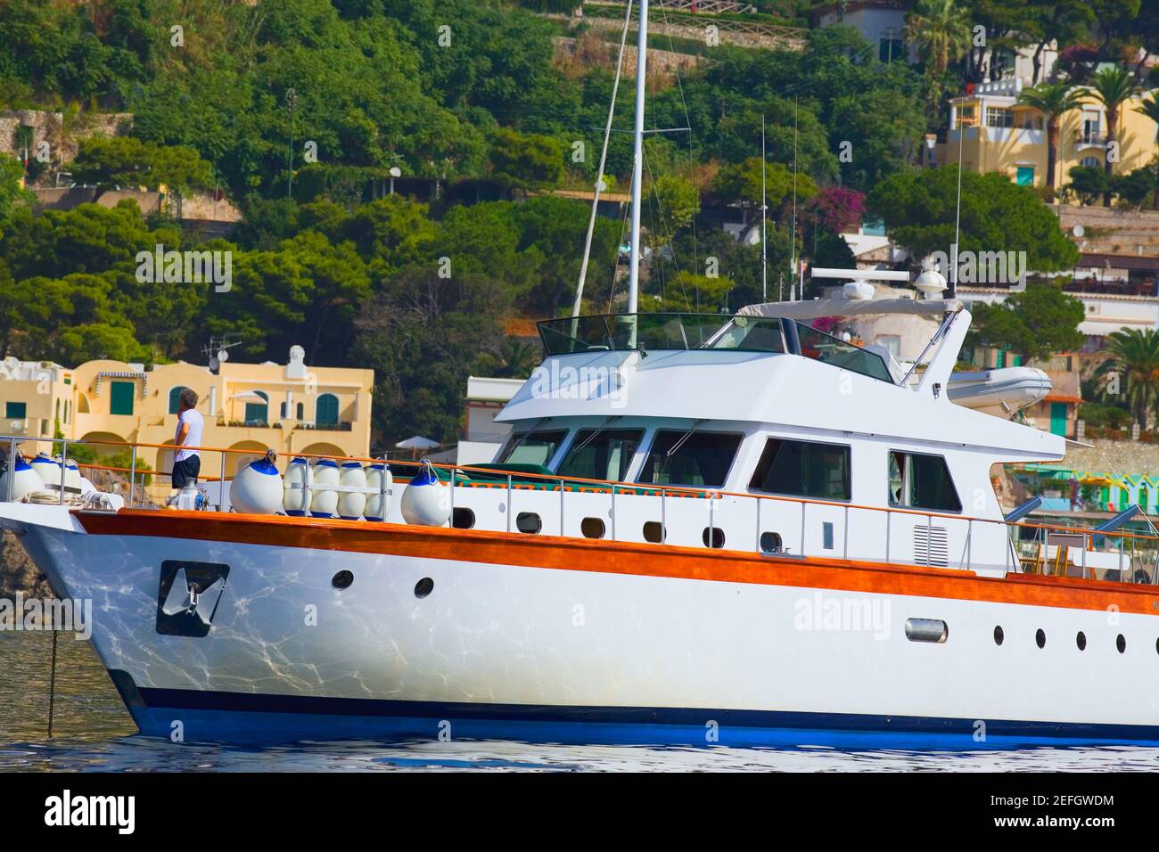 Cruise ship docked at a port, Marina Grande, Capri, Campania, Italy ...