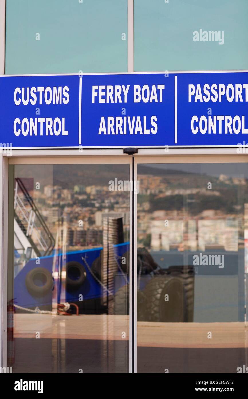Information signs over an entrance gate, Ephesus, Turkey Stock Photo ...