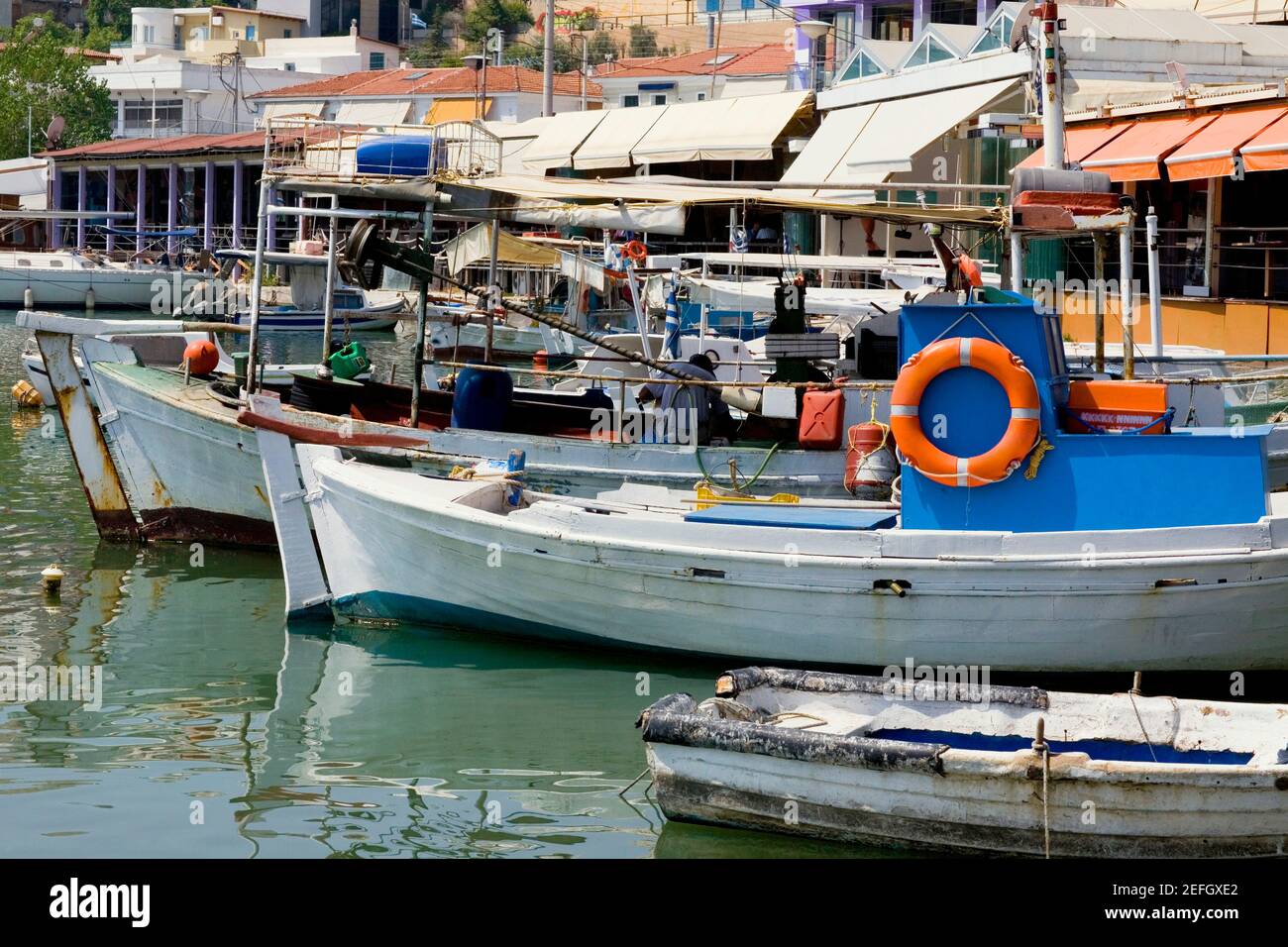 Boats moored at a harbor, Athens, Greece Stock Photo - Alamy