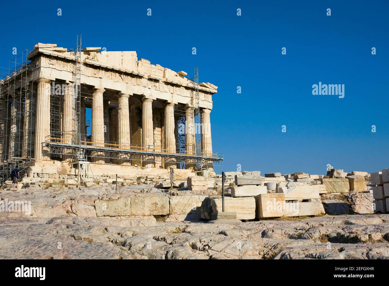 Old ruins of a temple, Parthenon, Acropolis, Athens, Greece Stock Photo ...
