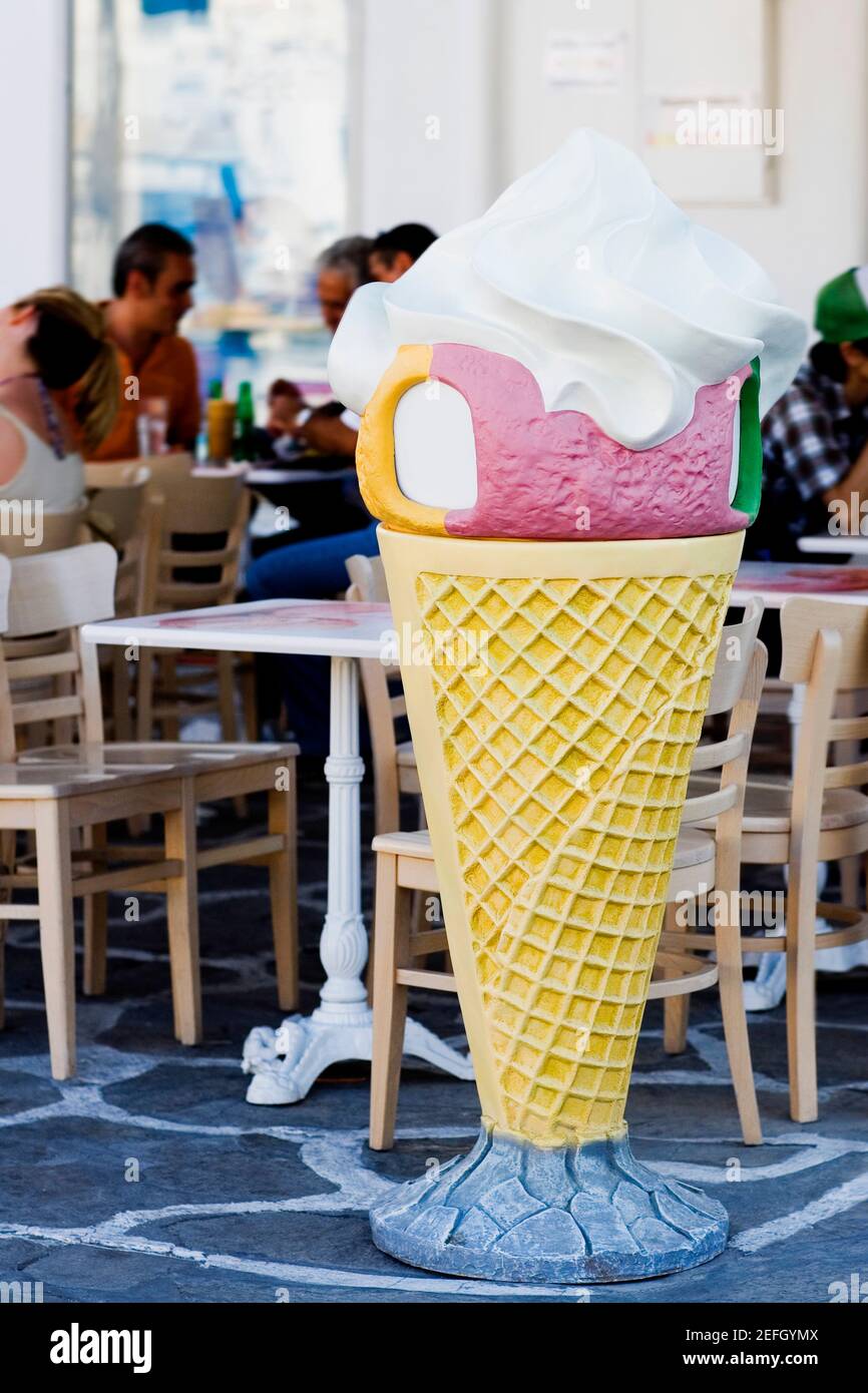 Sculpture of an ice-cream cone at a restaurant, Greece Stock Photo - Alamy